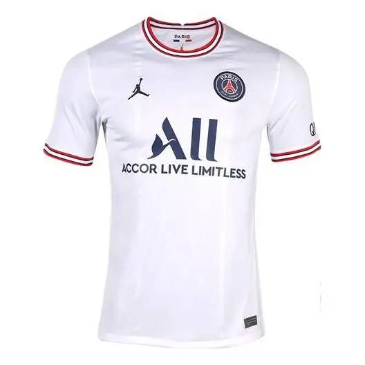 JORDAN Paris Saint-germain 21-22 Season Away Short Sleeve Soccer Jersey - White