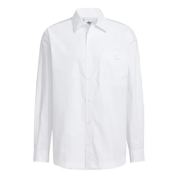 Adidas Originals Solid Color Single Breasted Long Sleeves Shirt Couple Style White - Multi-color