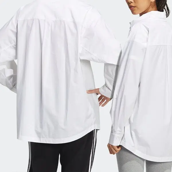 Adidas Originals Solid Color Single Breasted Long Sleeves Shirt Couple Style White - Multi-color