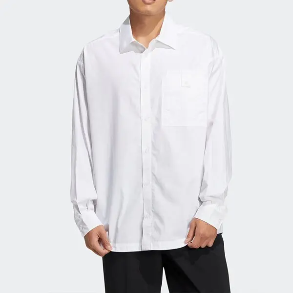 Adidas Originals Solid Color Single Breasted Long Sleeves Shirt Couple Style White - Multi-color