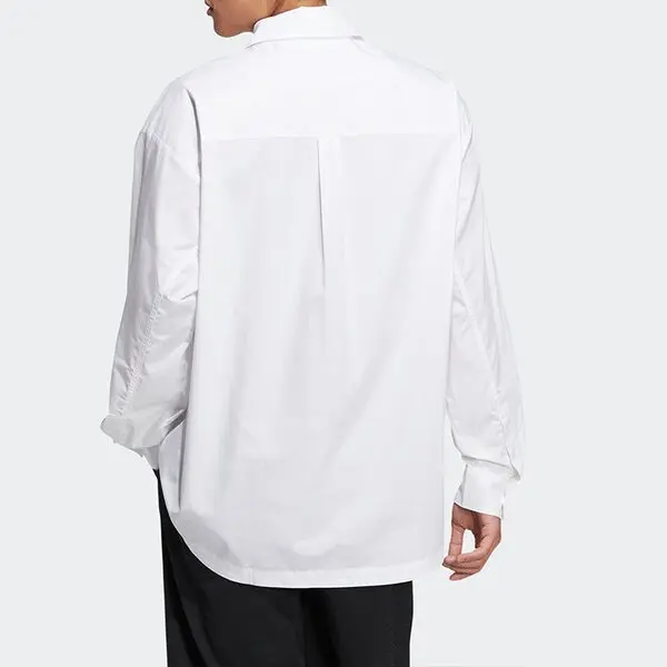 Adidas Originals Solid Color Single Breasted Long Sleeves Shirt Couple Style White - Multi-color