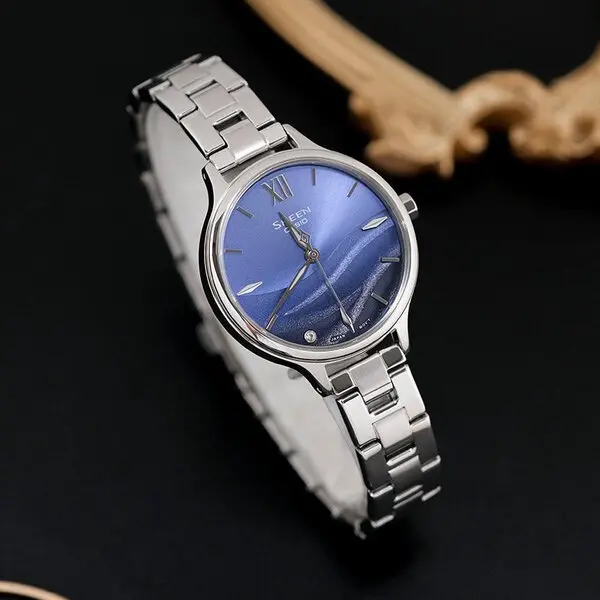 Casio Sheen Series Sea Wave Watch With Gradient Blue Sapphire Crystal