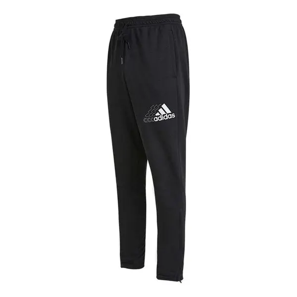 Adidas Q3 Bluv Sere Pt Logo Printing Knit Breathable Sports Long Pants Black - Multi-color