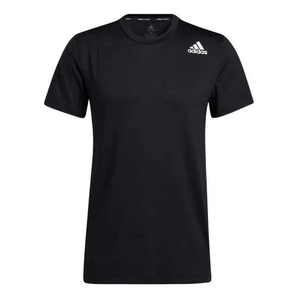 Adidas Solid Color Alphabet Logo Round Neck Pullover Sports Short Sleeve Black T-shirt - Default Colorway