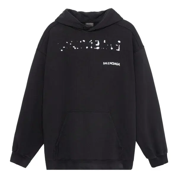 Balenciaga Medium Fit Hand-drawn Hoodie - Black