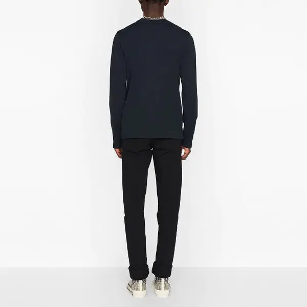 Dior Letter Print Round Neck Long Sleeve For Navy