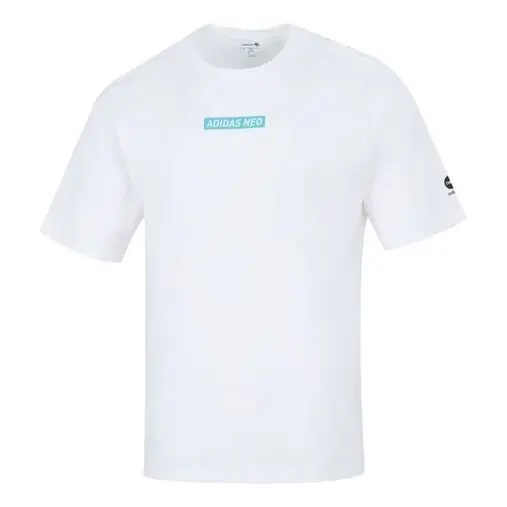 Adidas Neo Solid Color Pattern Printing Sports Round Neck Short Sleeve White T-shirt - Default Color
