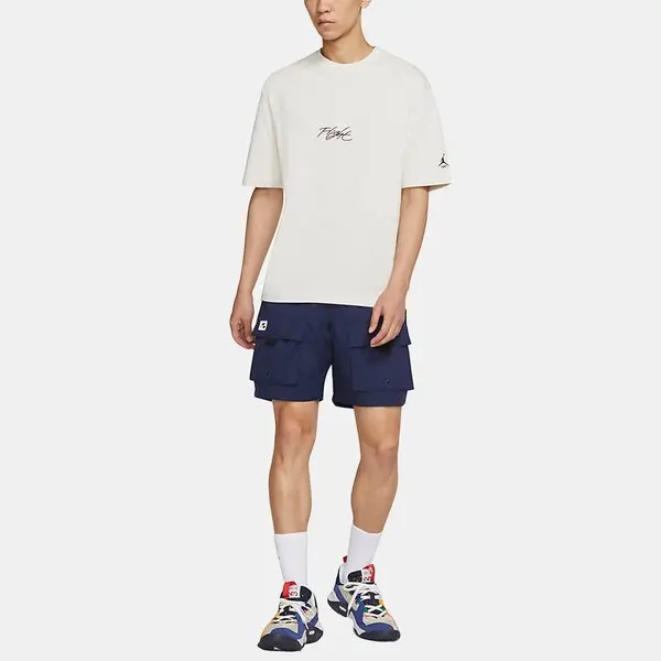 JORDAN Flight Essentials Logo Sports Short Sleeve /white - Creamy