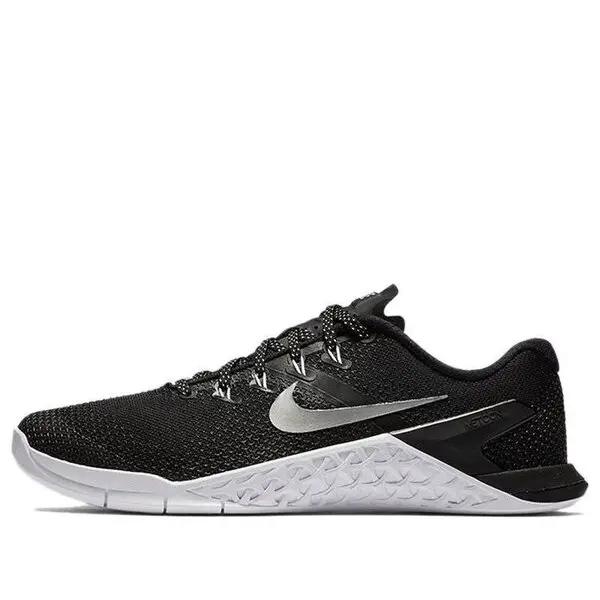 Nike Metcon 4 Metallic Silver Athletic Training Sneakers - Black