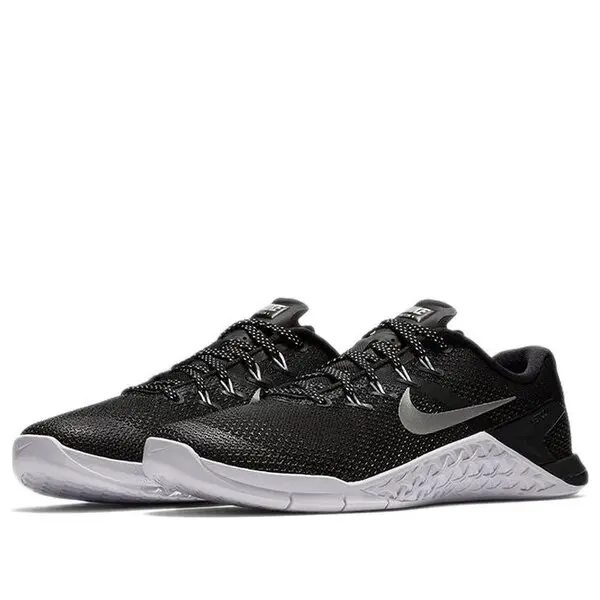 Nike Metcon 4 Metallic Silver Athletic Training Sneakers - Black