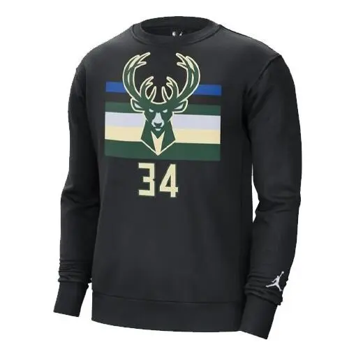 JORDAN Nba Milwaukee Bucks Fleece Crewneck - Black