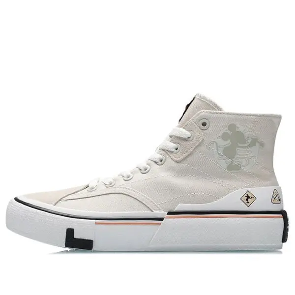 LI-NING Canvas Lace Up High Top Sneakers - Beige/white