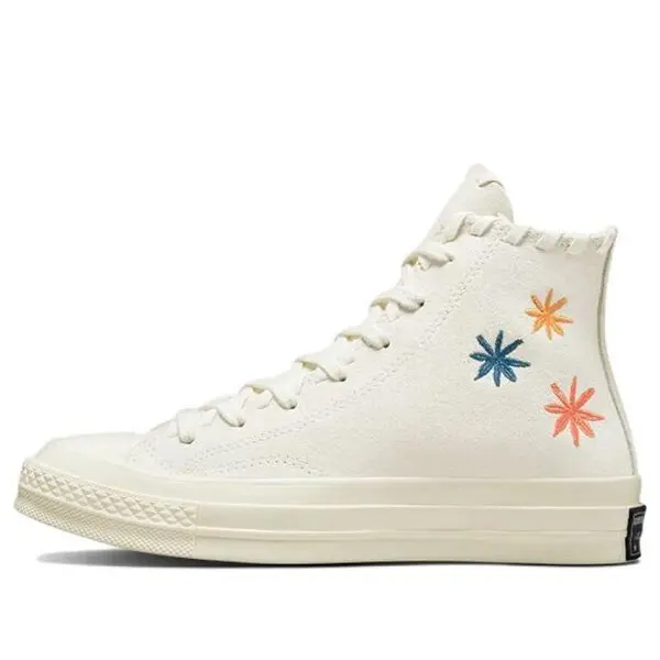 CONVERSE Chuck 70 High Top Embroidered Floral Sneakers - White