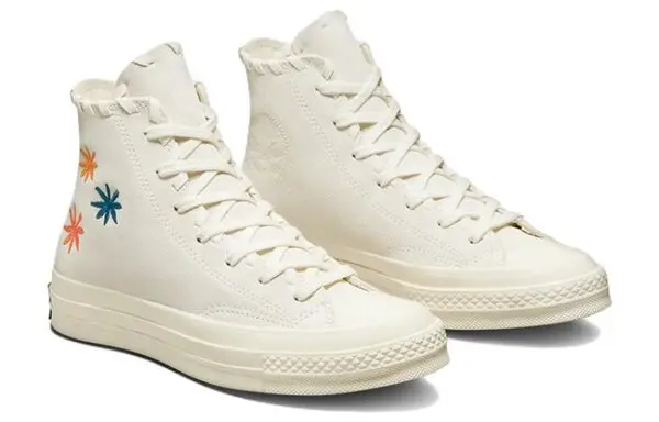 CONVERSE Chuck 70 High Top Embroidered Floral Sneakers