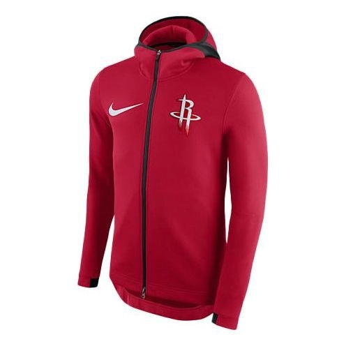 Nike Player Edition Houston Rockets Solid Color Zipper Hooded Jacket - Red