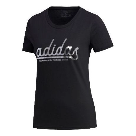 Adidas Alphabet Logo Cotton Short Sleeve T-shirt - Black