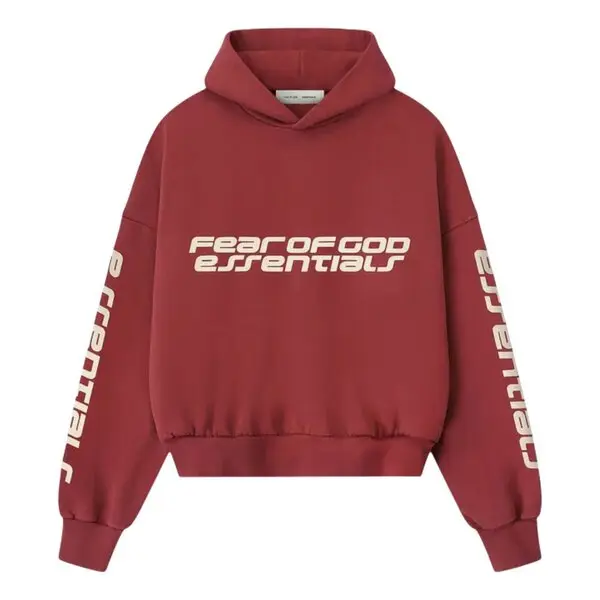 Fear Of God Cropped Relaxed Hoodie - Crimson