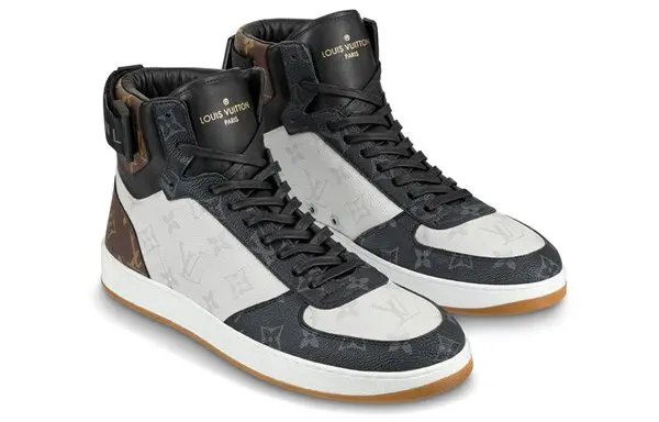 LOUIS VUITTON Rivoli Sneaker Boots 'patched White Monogram - White/brown/grey