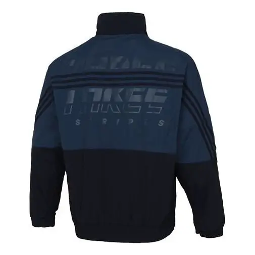 Adidas Sporty Stripes Stand Collar Zip-up Jacket - Blue