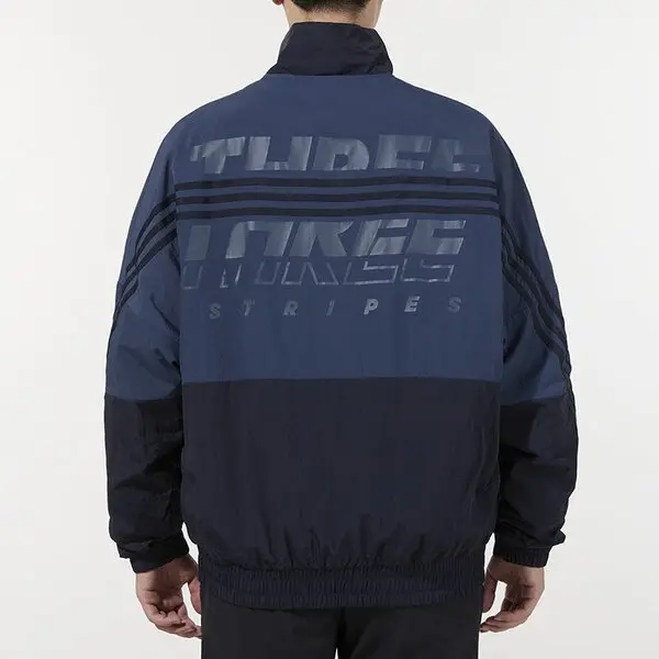 Adidas Sporty Stripes Stand Collar Zip-up Jacket - Blue