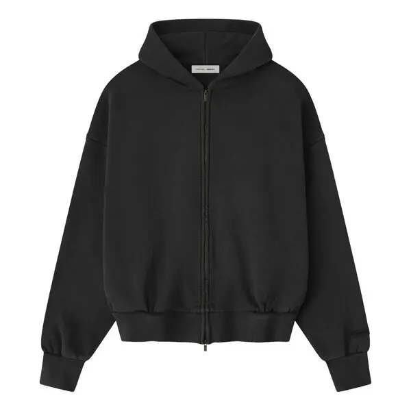 Fear Of God Embroidered Classic Full Zip Hoodie - Vintage Black