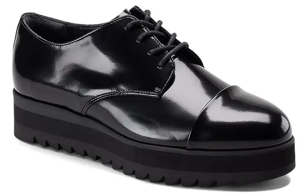 Onitsuka Tiger Derby Patent Leather Platform Shoes - Black