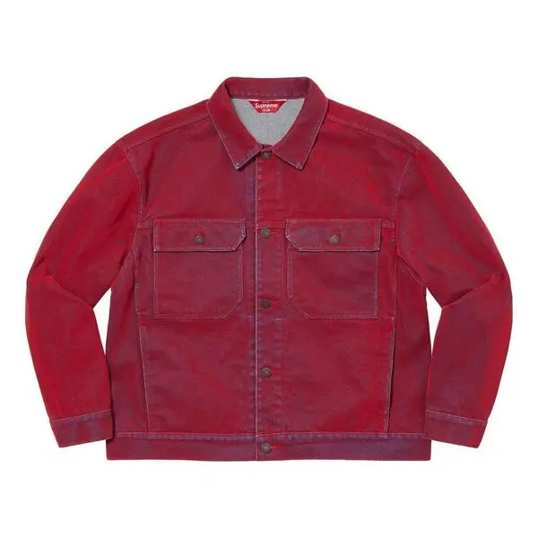 Supreme Flocked Denim Trucker Jacket - Purple