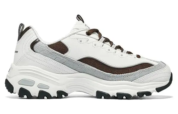 Sketchers D'lites 1.0 Athletic Lace-up Sneakers - White/grey/brown