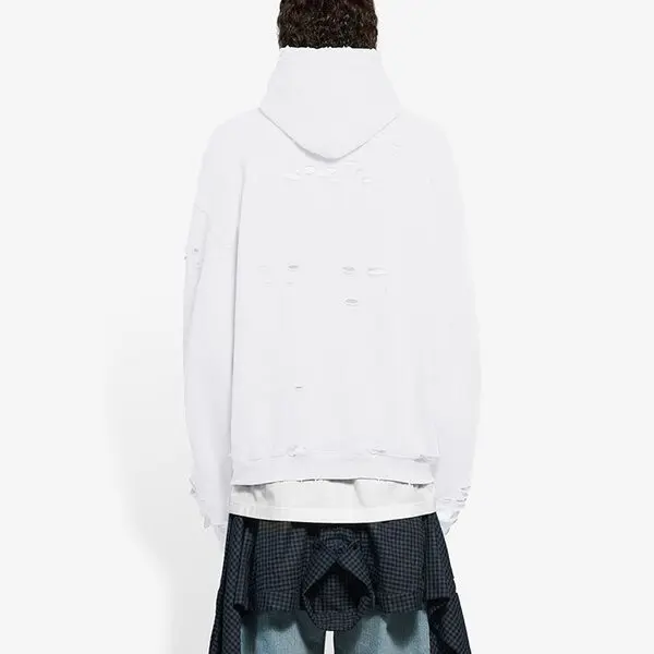 Balenciaga Destroyed Logo Hoodie - White