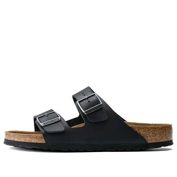 BIRKENSTOCK Arizona Oiled Nubuck Leather Narrow Fit Sandals - Black