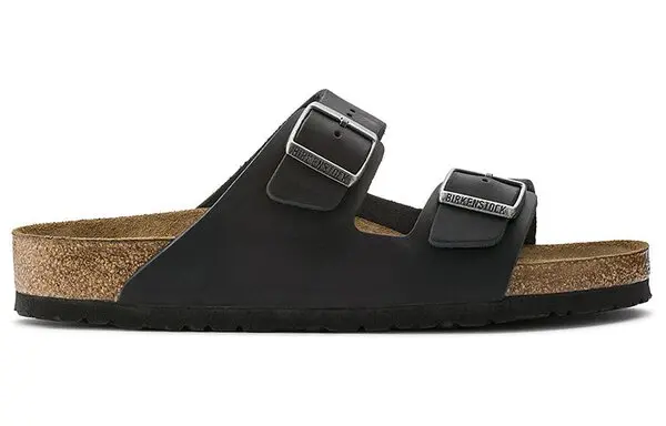 BIRKENSTOCK Arizona Oiled Nubuck Leather Narrow Fit Sandals - Black