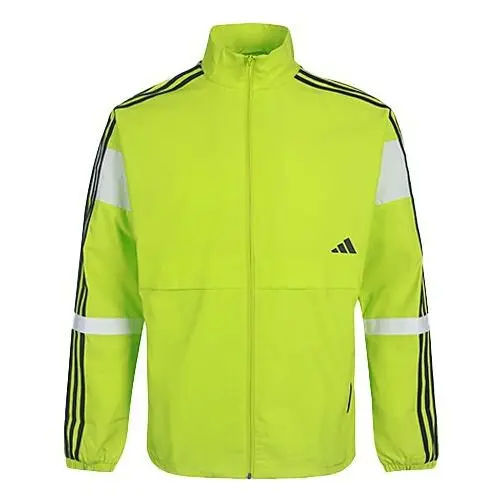 Adidas Stand Collar Woven Colorblock Jacket - Fluorescent Green