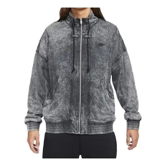 Nike Stand Collar Knit Washed Jacket - Black