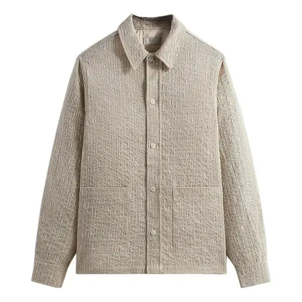 Kith Ss24 Slub Boucle Boxy Collared Overshirt 'canvas - Tan