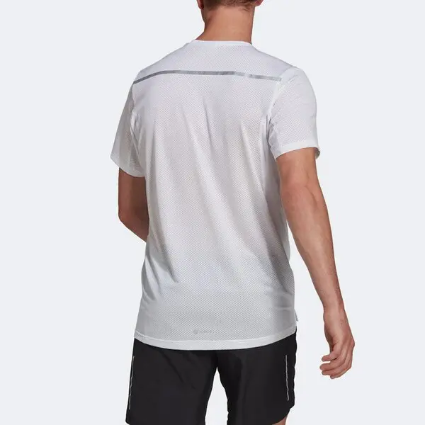 Adidas Solid Color Logo Micro Mark Sports Training Short Sleeve T-shirt - Multi-color