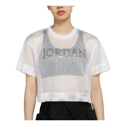 JORDAN Air Sports Mesh Crop Top - White
