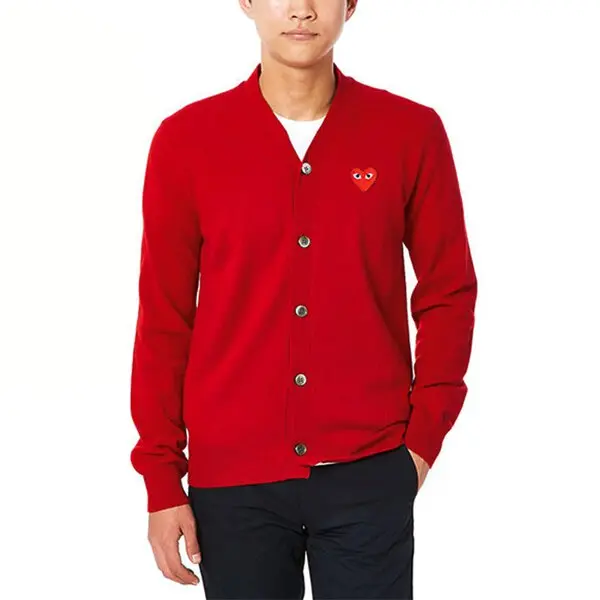 Play Comme Des Garcon Emblem Cardigan - Red