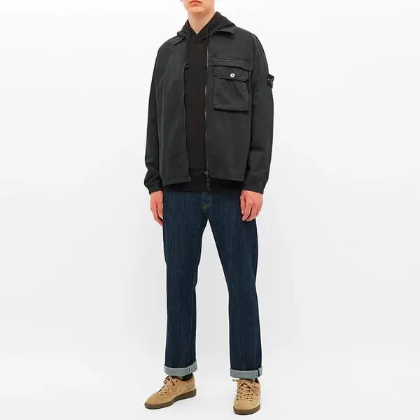 Stone Island Garment Dyed Popover Hoodie - Black