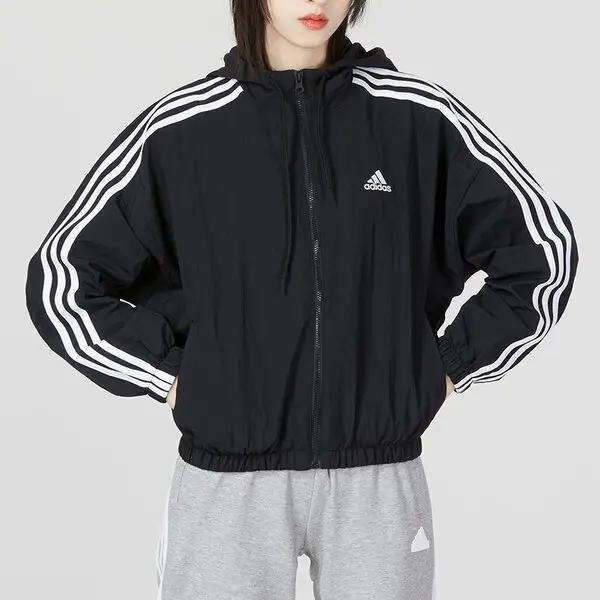 Adidas Essentials 3-stripes Woven Windbreaker - Black/white