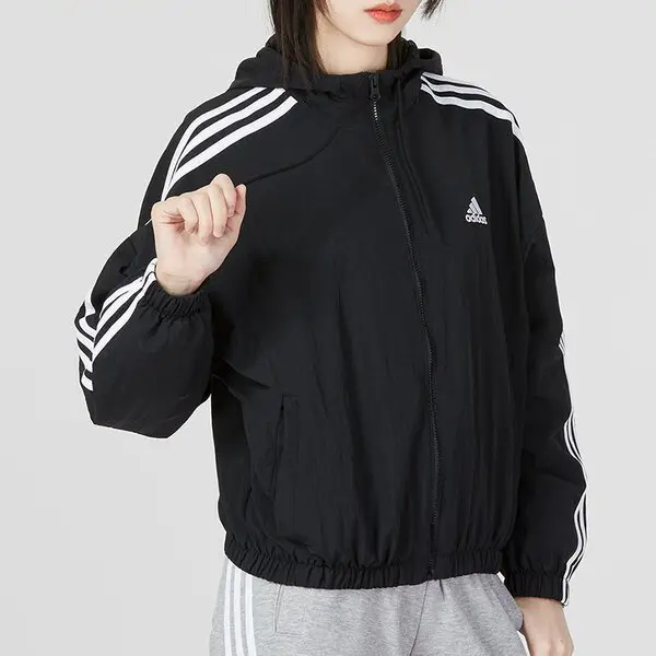 Adidas Essentials 3-stripes Woven Windbreaker - Black/white