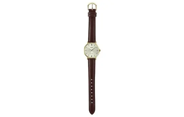 Casio Quartz Water Resistant Analog Watch With Leather Strap - Brown