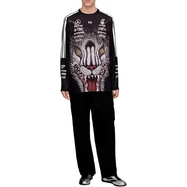Adidas Y-3 F1 Driver Long Sleeve Shirt With Wolf Graphic