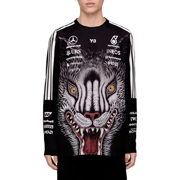 Adidas Y-3 F1 Driver Long Sleeve Shirt With Wolf Graphic