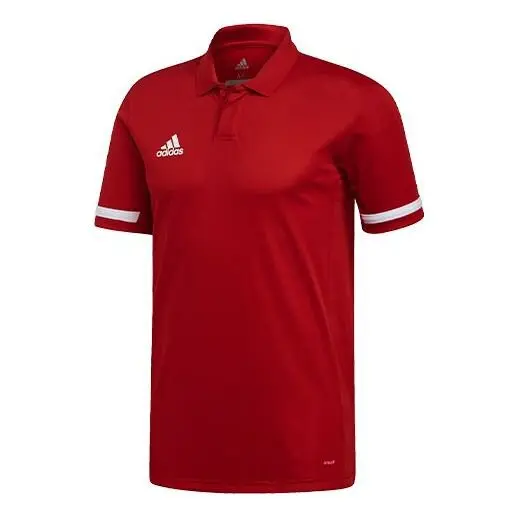 Adidas Logo Pattern Loose Short Sleeve Polo Shirt - Red