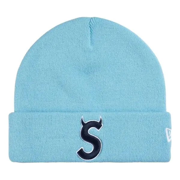Supreme X New Era Ss26 Devil S Logo Beanie - Light Blue