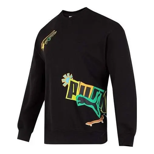 PUMA Classics Street Sport Crewneck Sweatshirt - Black/green