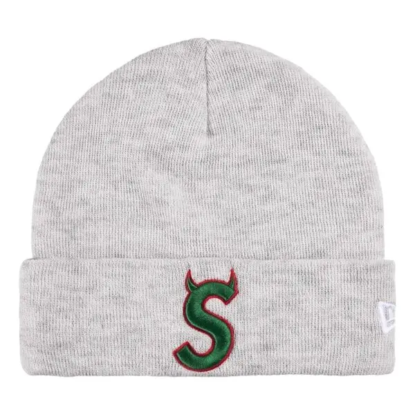 Supreme X New Era Ss26 Devil S Logo Beanie - Ash Grey