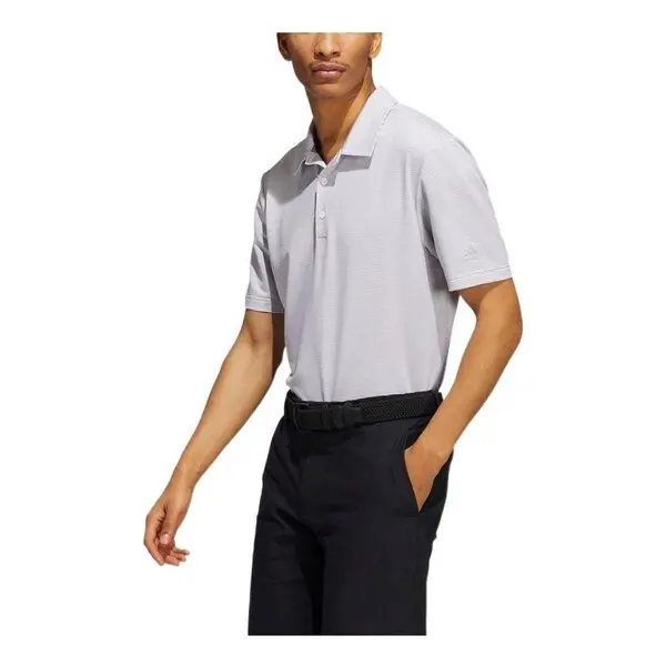Adidas Stripe Logo Casual Sports Short Sleeve Polo Shirt Gray - Multi-color