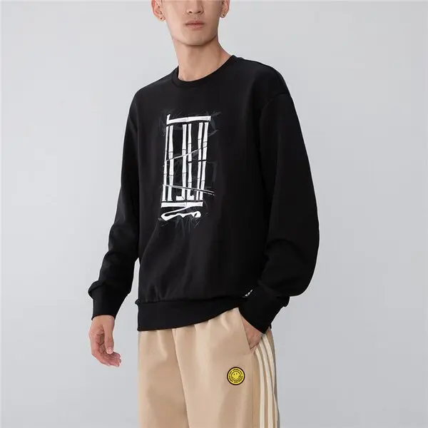Adidas Athleisure Crewneck Pullover With Graphic Detail - Black