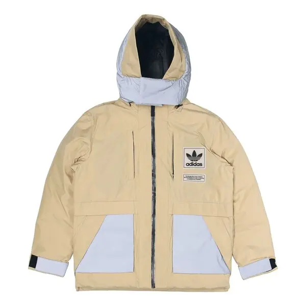 Adidas Originals Large Logo Cargo Hooded Stay Warm Down Jacket Creamy White - Default Color